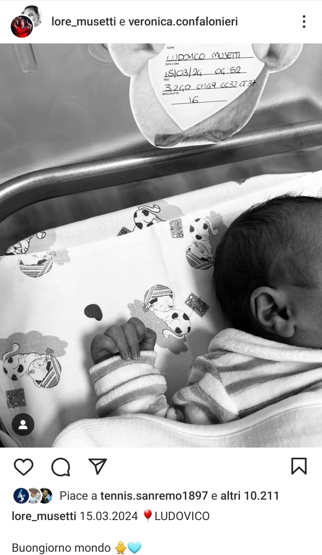 Papà tennista e mamma sanremese: nasce il primo figlio di Lorenzo ...